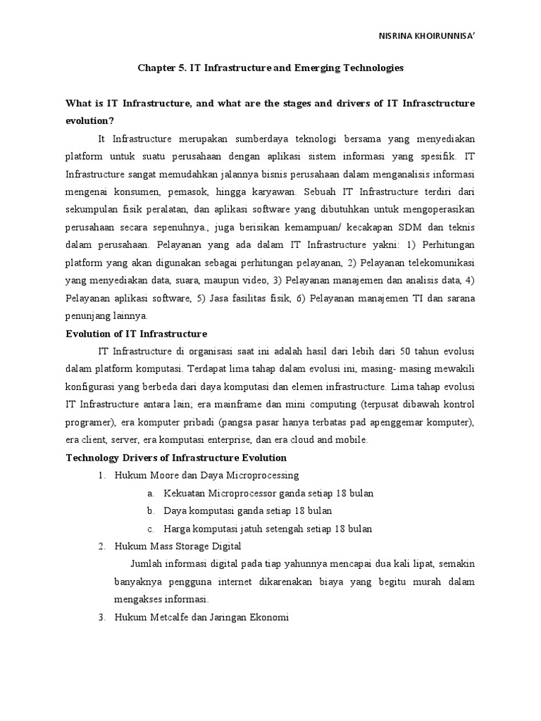 Resume Chapter 5 - IT Infrastructure and Emerging Technologies | PDF