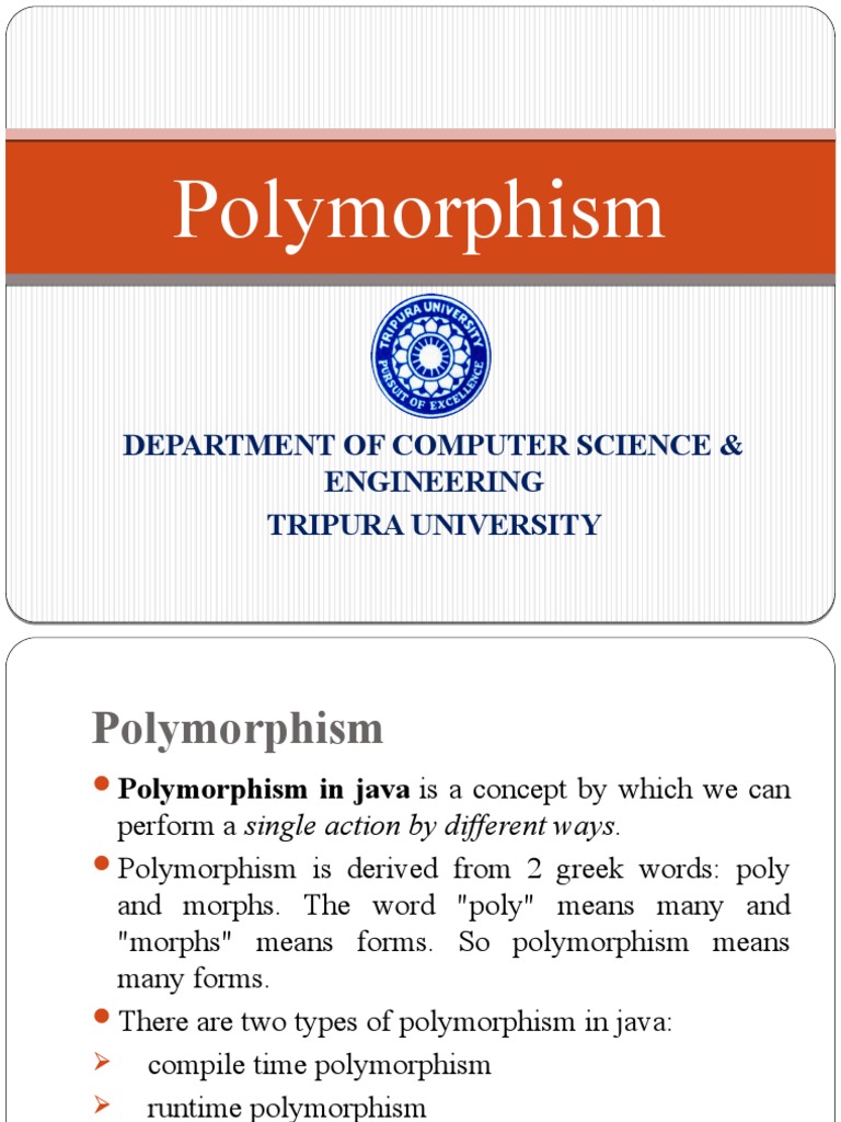 Polymorphism: Department of Computer Science & Engineering Tripura University | PDF | Method ...