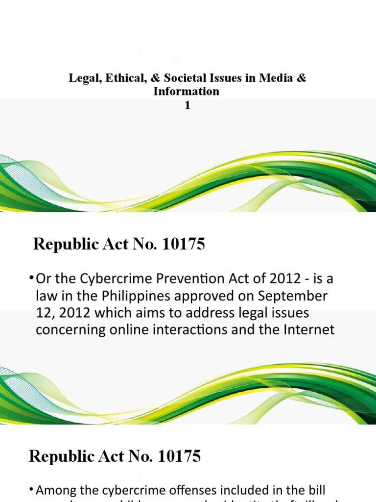 Legal, Ethical, & Societal Issues in Media & Information 1 | PDF ...