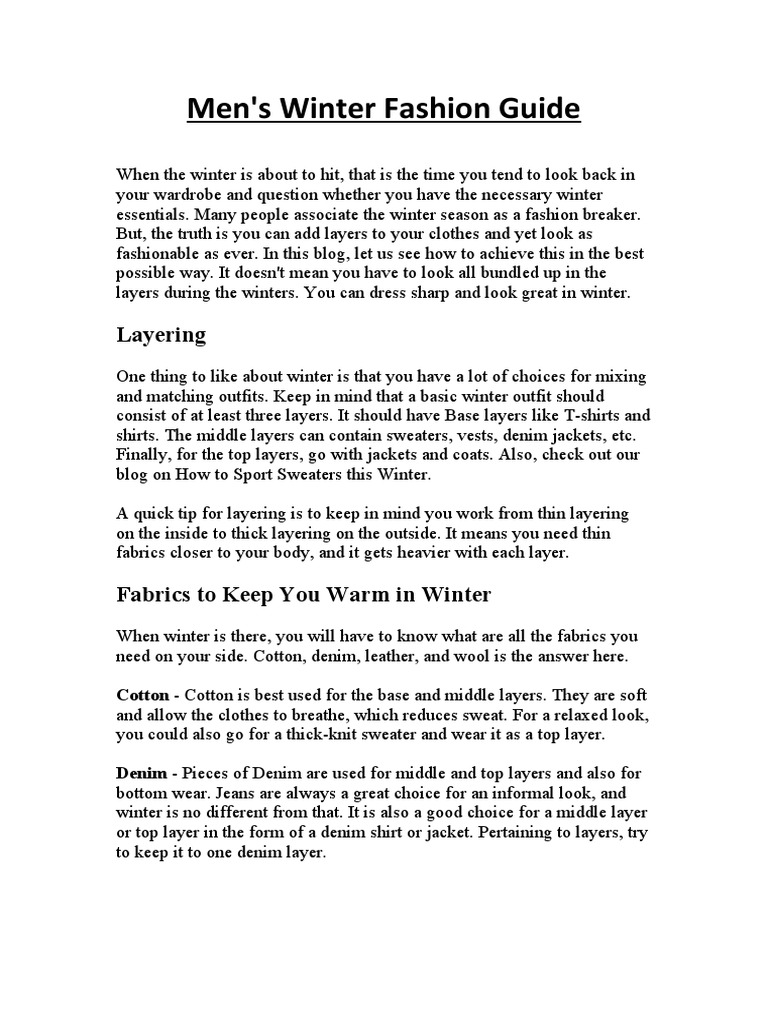 Men's Winter Fashion Guide | Download Free PDF | Sweater | Clothing