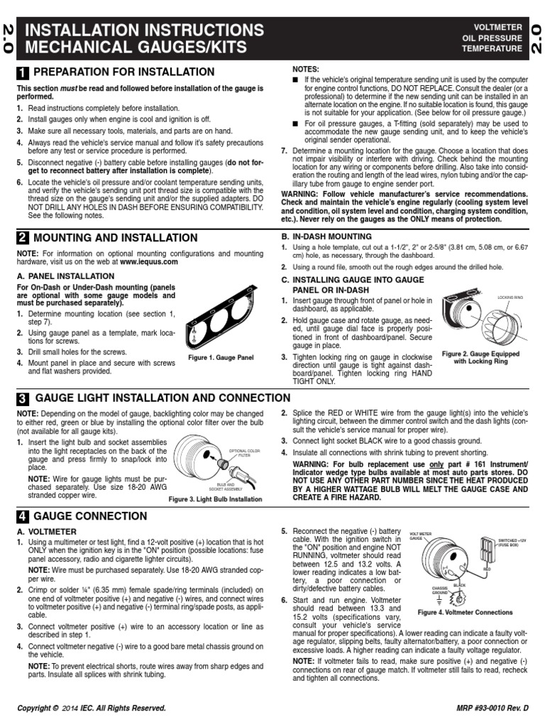 Installation Instructions Mechanical Gauges/Kits | PDF | Wire | Pipe (Fluid Conveyance)