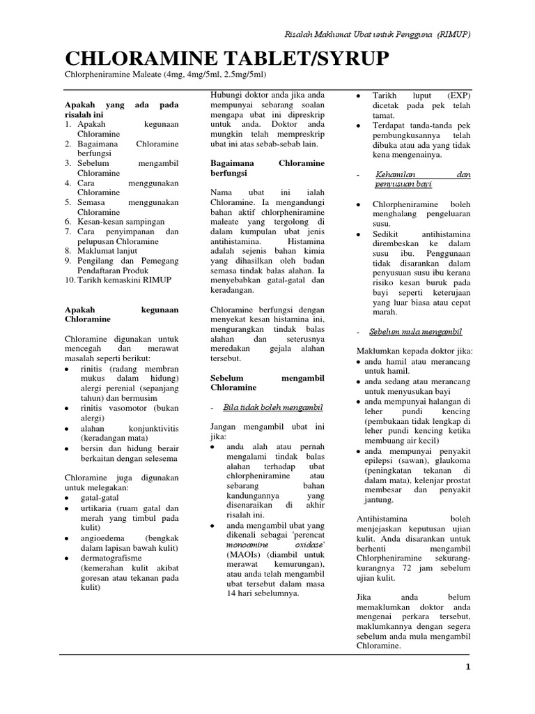 Chloramine Chlorpheniramine Upha Pharmaceutical MFG M SDN BHD 13jan2016 ...