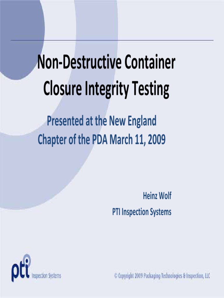 Non Destructive Container Closure Integrity Testing PDF | PDF ...