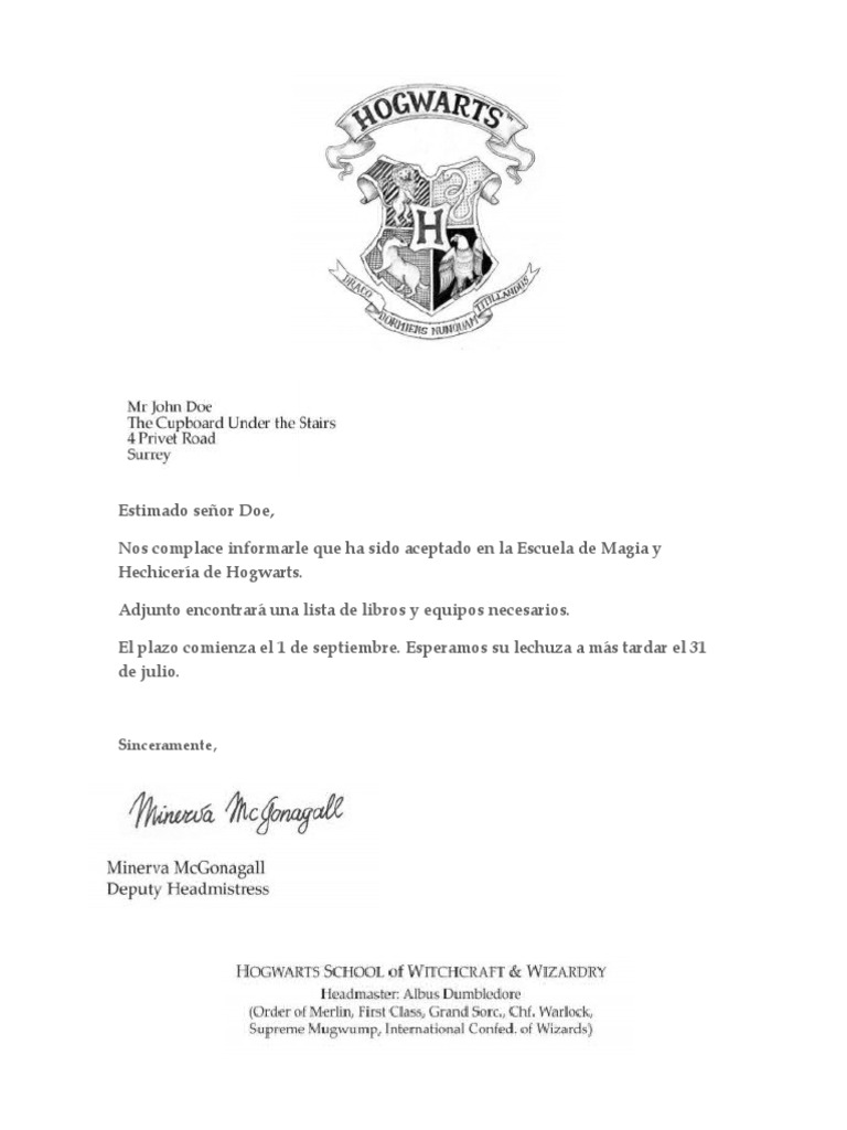 Carta Hogwarts | PDF