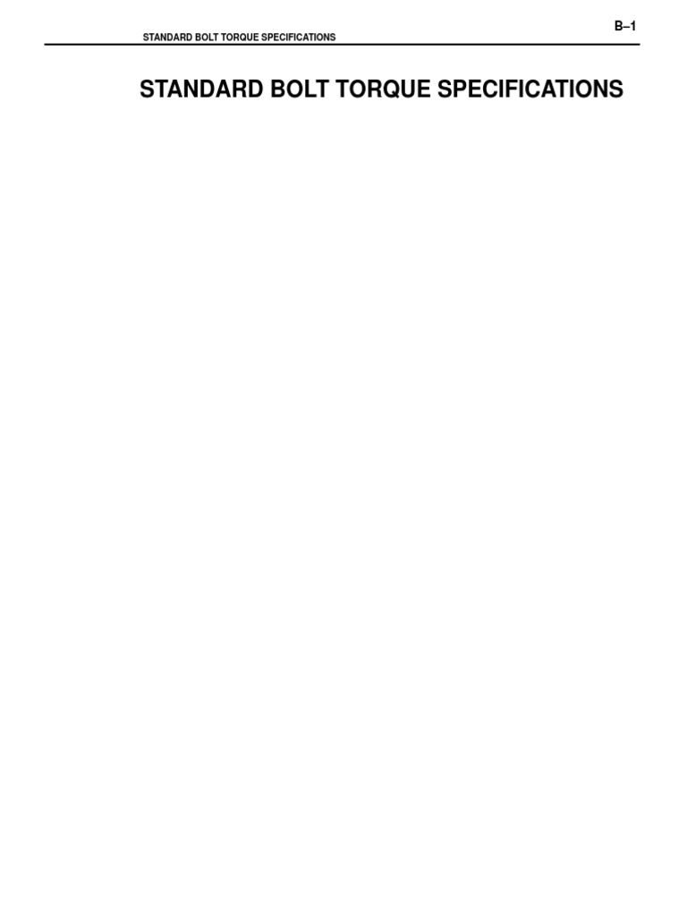 Standard Bolt Torque Specifications | PDF