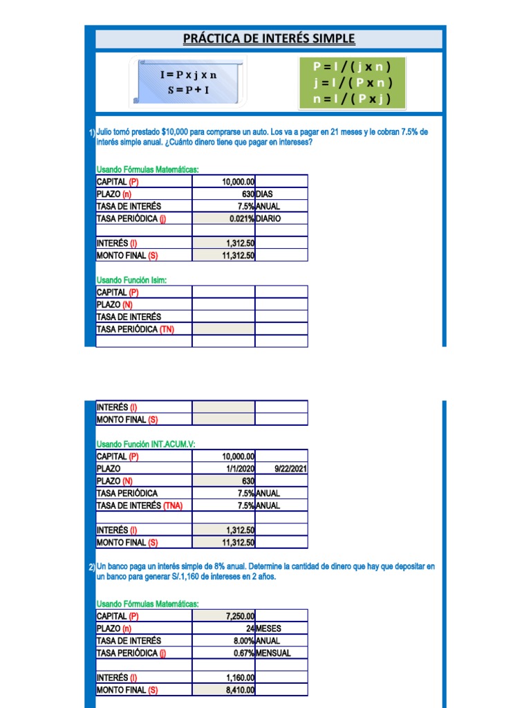 04 Clase 1 - Interes Simple - Primera Practica | PDF | Tasas de interés ...