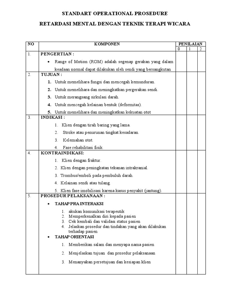SOP Range of Motion | PDF