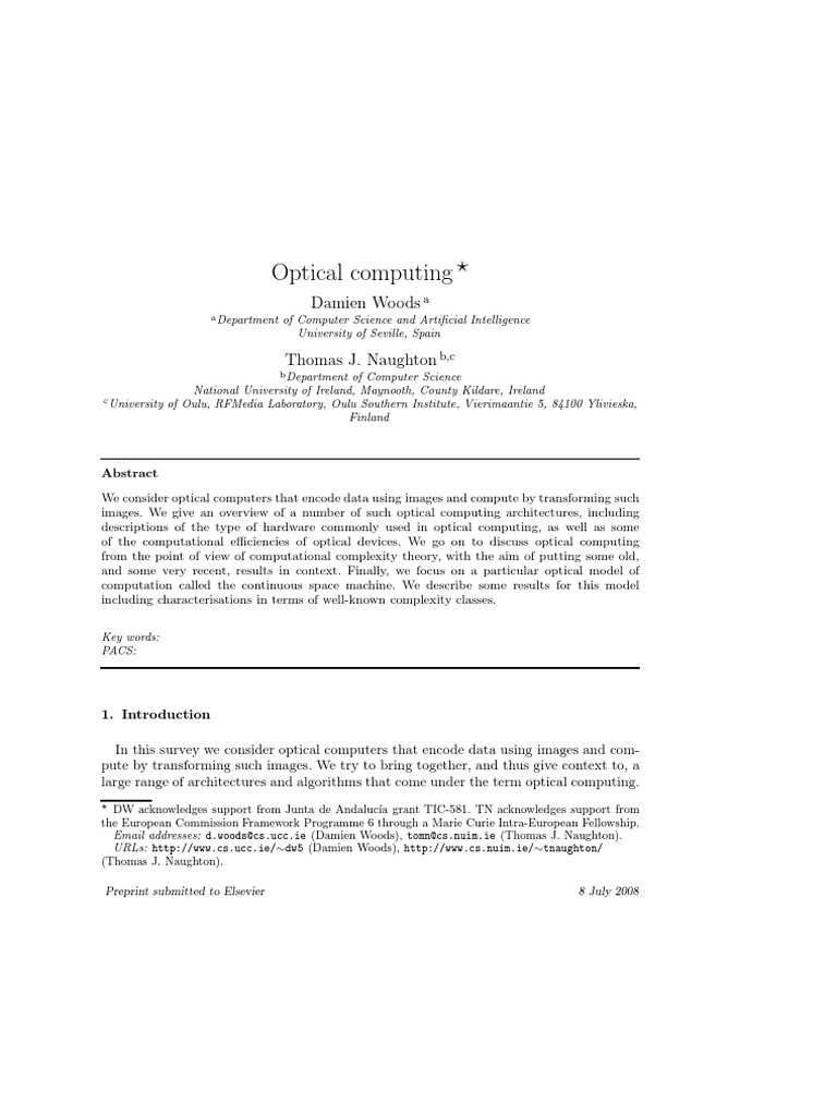Optical Computing | PDF | Time Complexity | Polarization (Waves)
