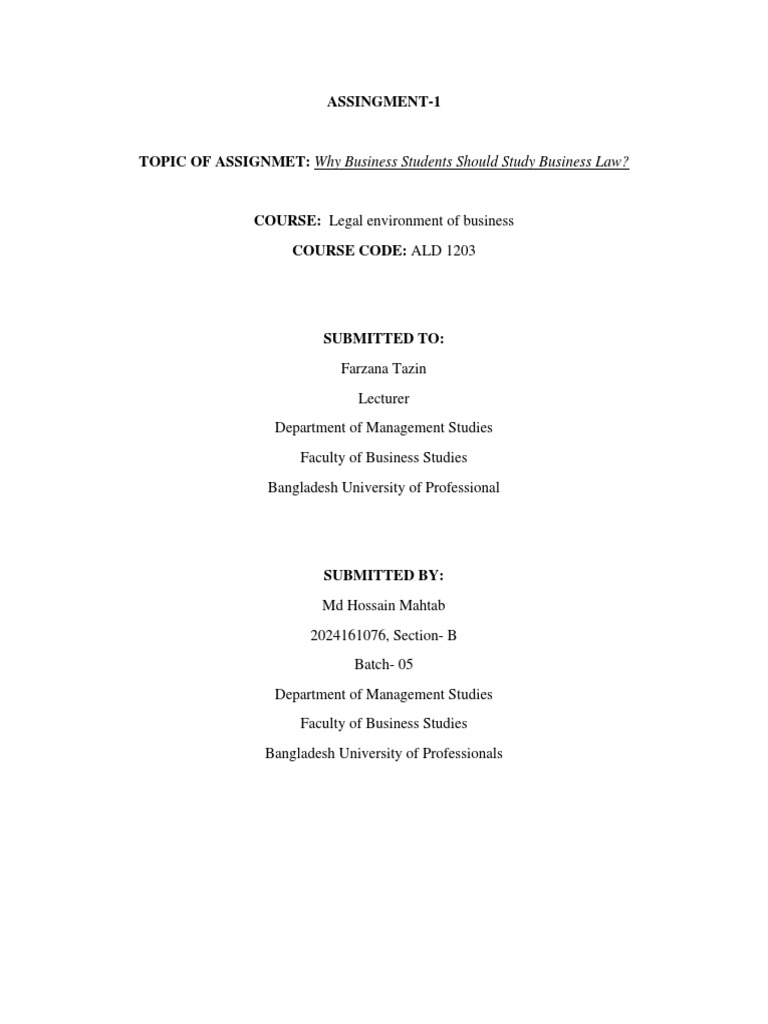 Why Business Students Should Study Business Law | PDF | Corporate Law ...