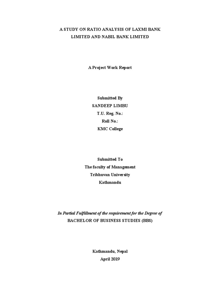 A Study On Ratio Analysis of Laxmi Bank | PDF | Banks | Investing