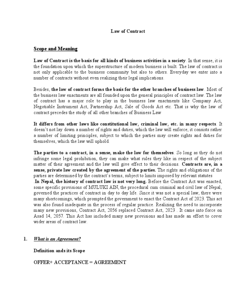 Contract Law | PDF | Offer And Acceptance | Consideration