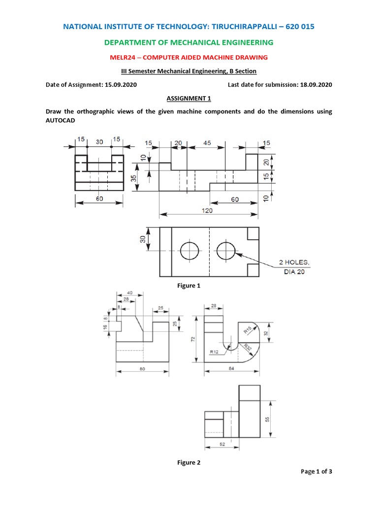 Autocad Assignment: Machine Drawing | PDF