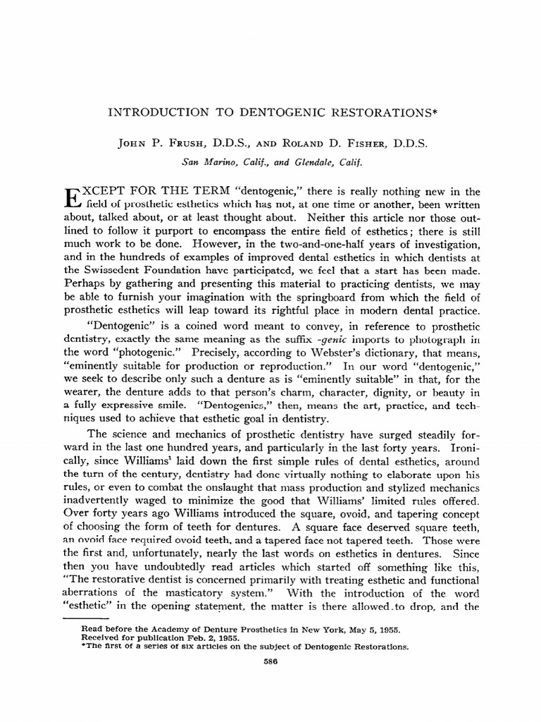 Frush1955 Dentogenic Restaurations | Download Free PDF | Dentistry ...