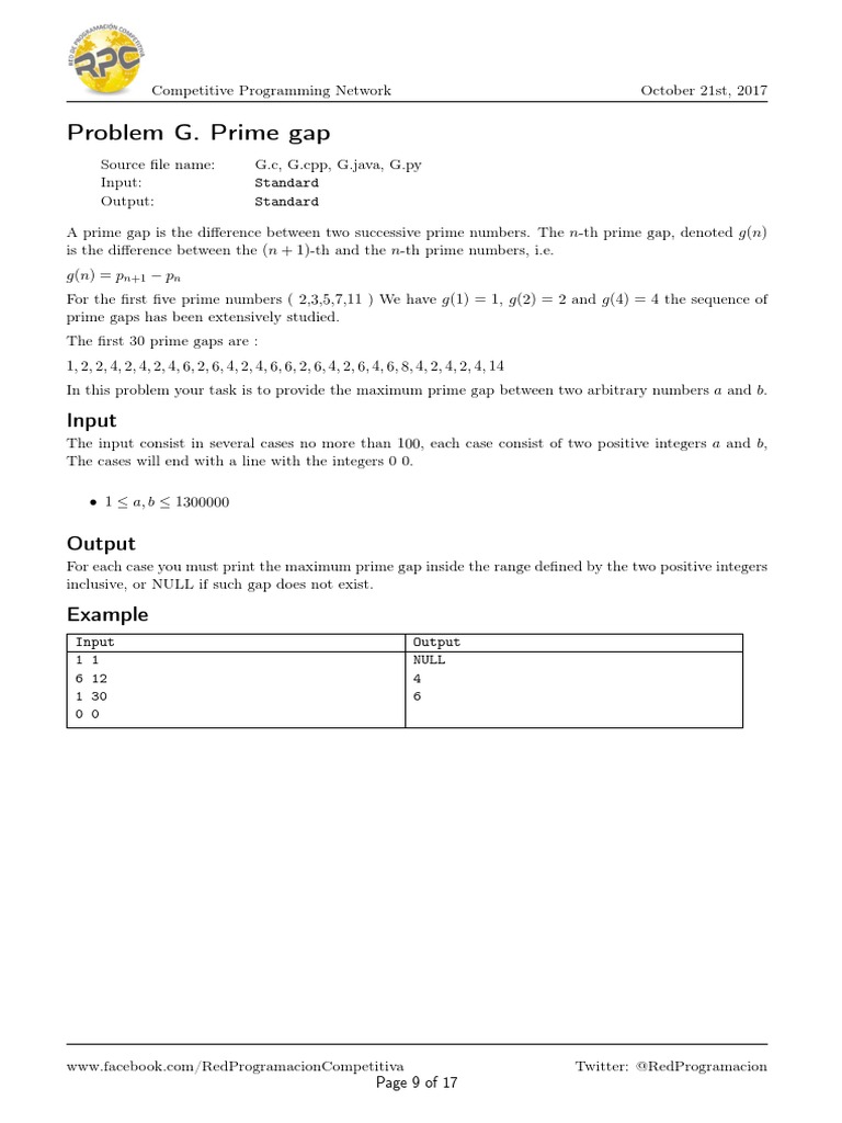 Problem G. Prime Gap: Input | PDF