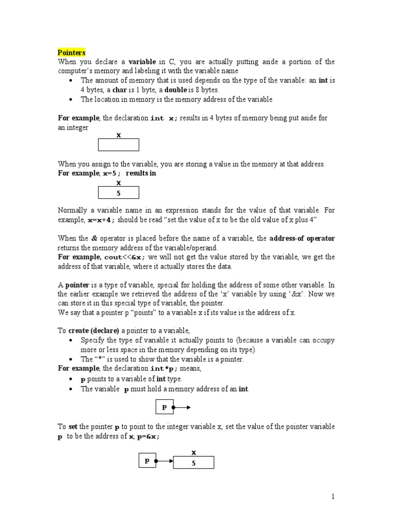 Pointers Pdf Pointer Computer Programming Variable Computer 2825
