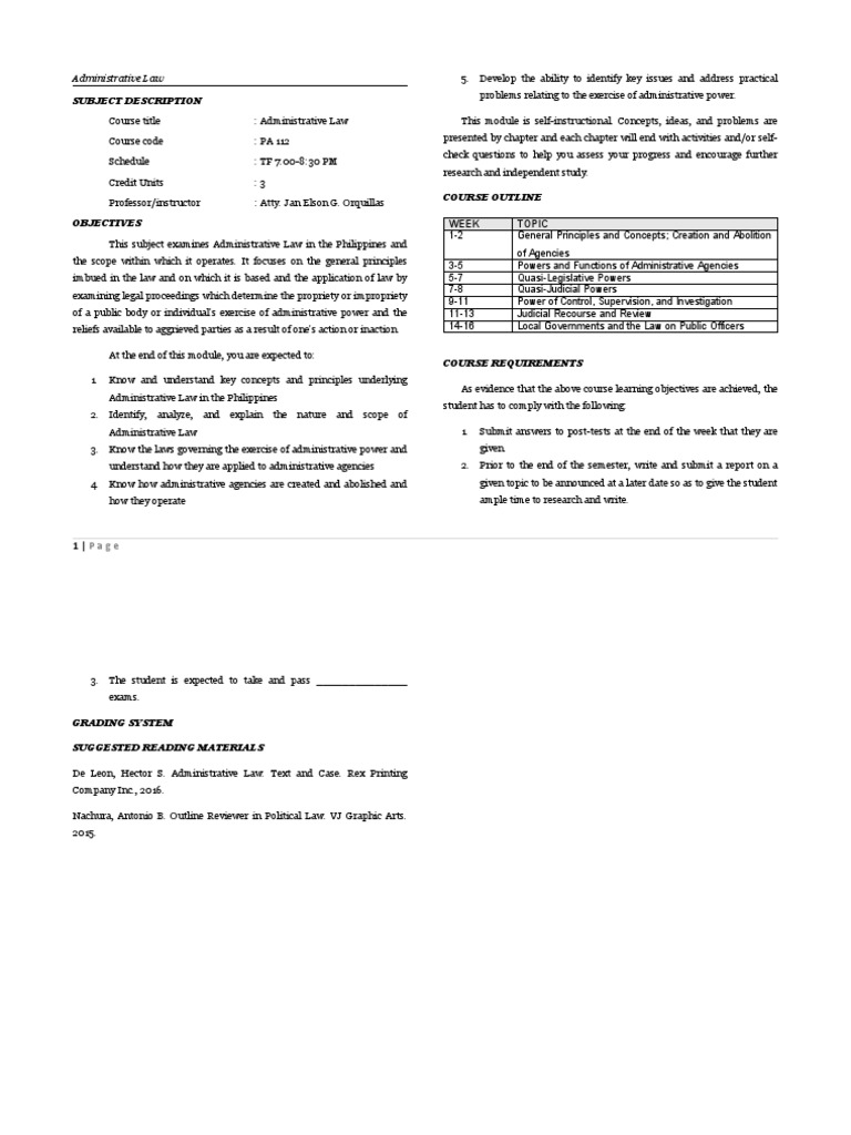 Admin Law Module 1 | PDF | Administrative Law | Government Agencies