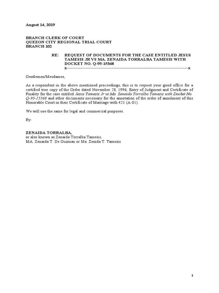 Letter QC RTC | PDF