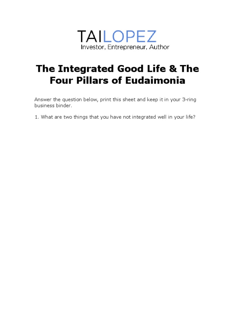 Integrating Eudaimonia's Four Pillars | PDF