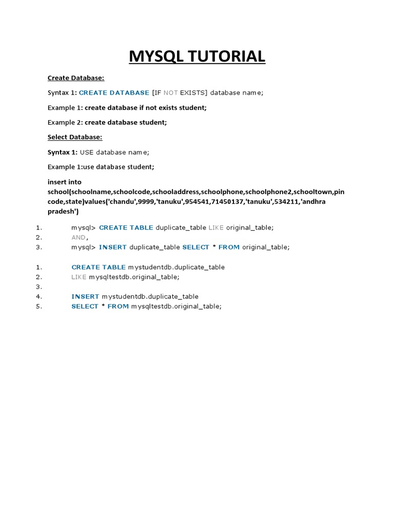 Mysql Tutorial | PDF