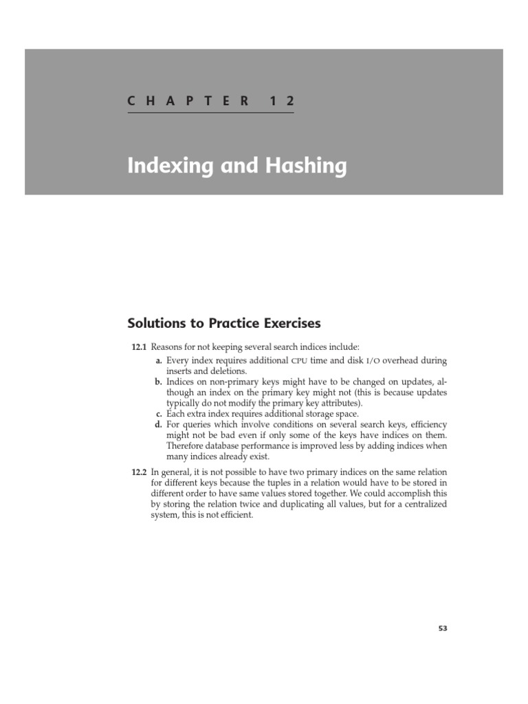 Indexing and Hashing: Solutions To Practice Exercises | Download Free PDF | Database Index ...