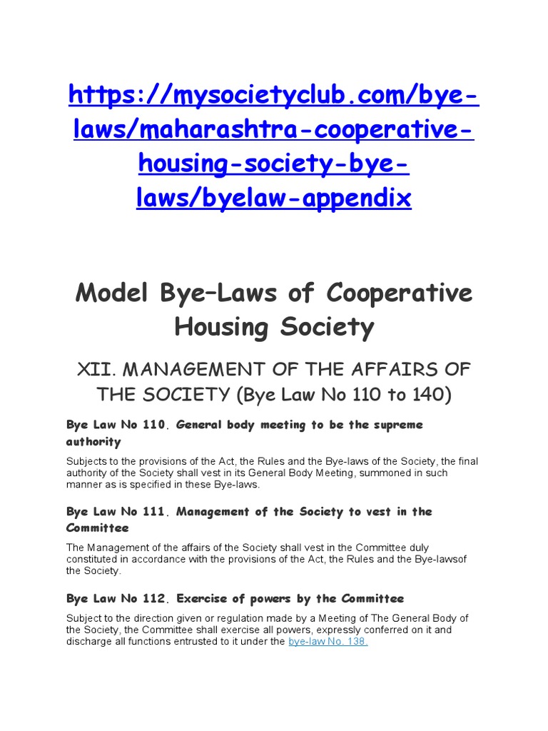 Society Bye Laws | PDF | Committee | By Law