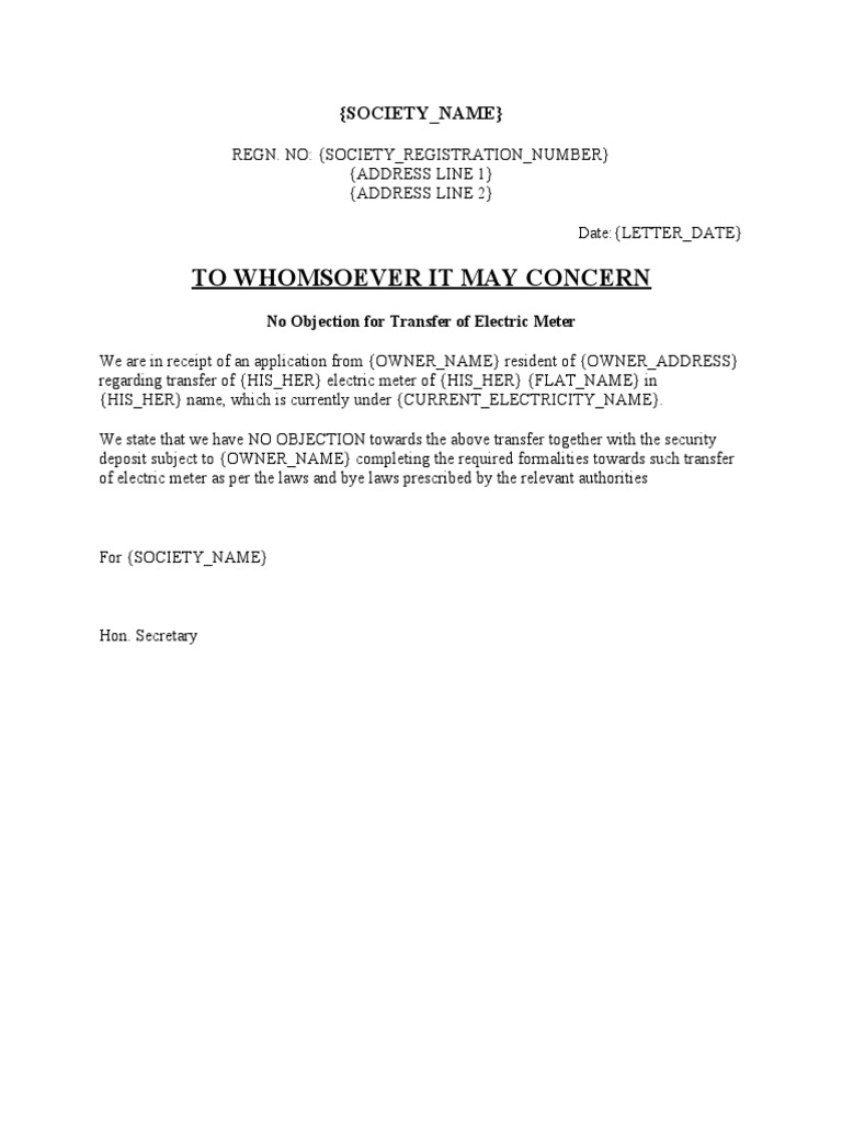 Electricity Meter Change Noc | PDF