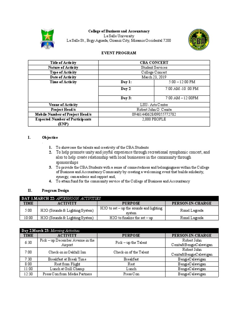 CBA Concert Project Design | PDF