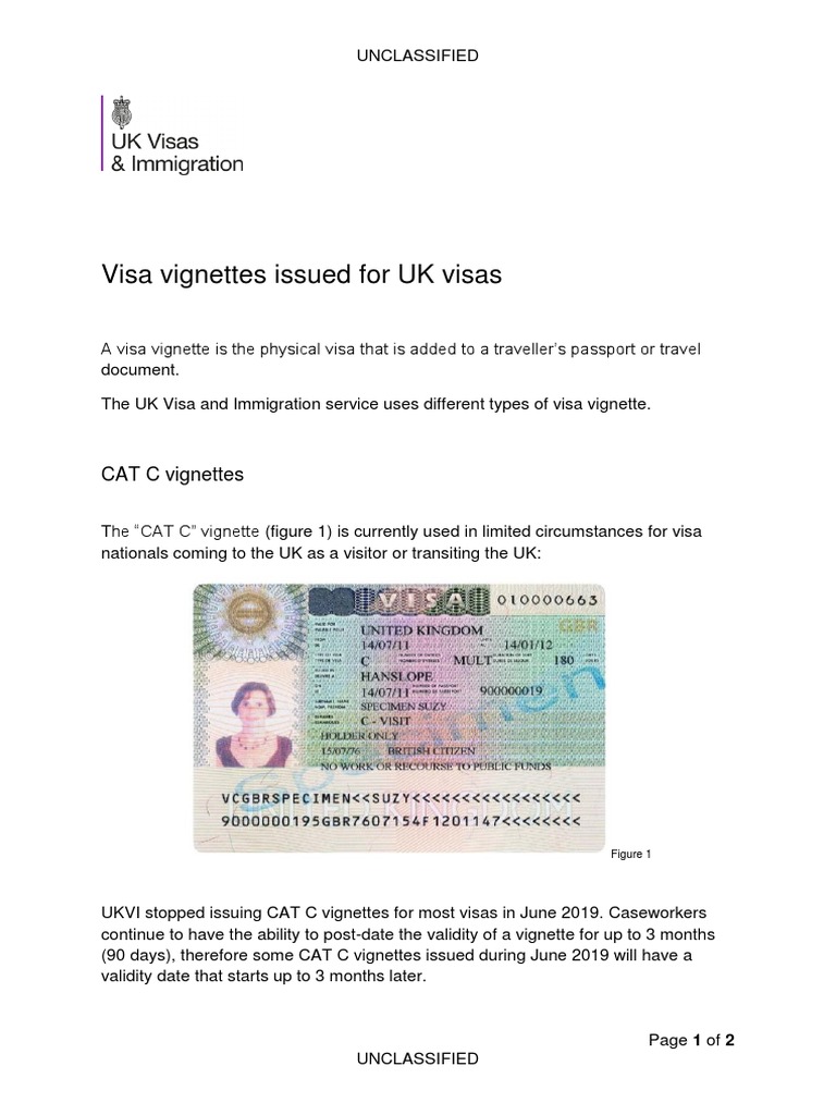 Visa Vignettes Issued For UK Visas | PDF