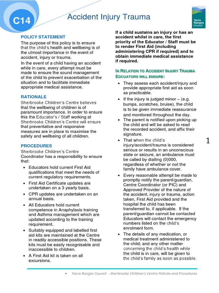 Accident Injury Trauma | PDF | First Aid | Hospital