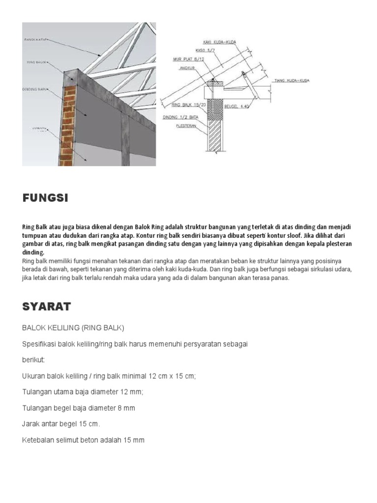 Spesifikasi dan Pemasangan Ring Balk | PDF