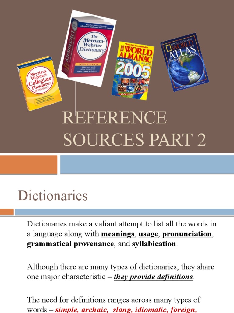 Reference Sources Final | PDF | Dictionary | Lexicography