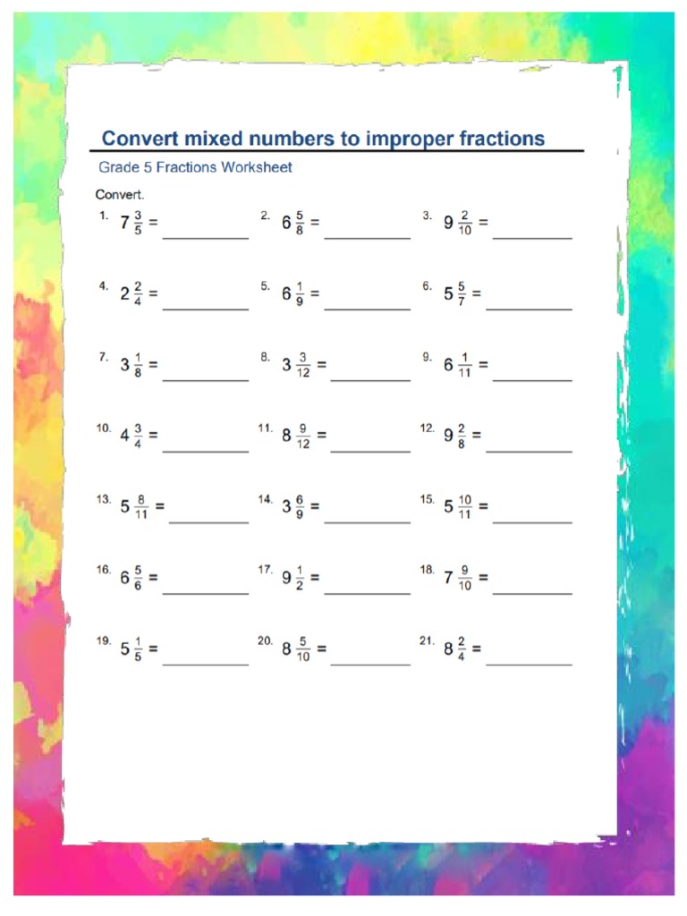 Grade 5 Fraction Worksheets | PDF