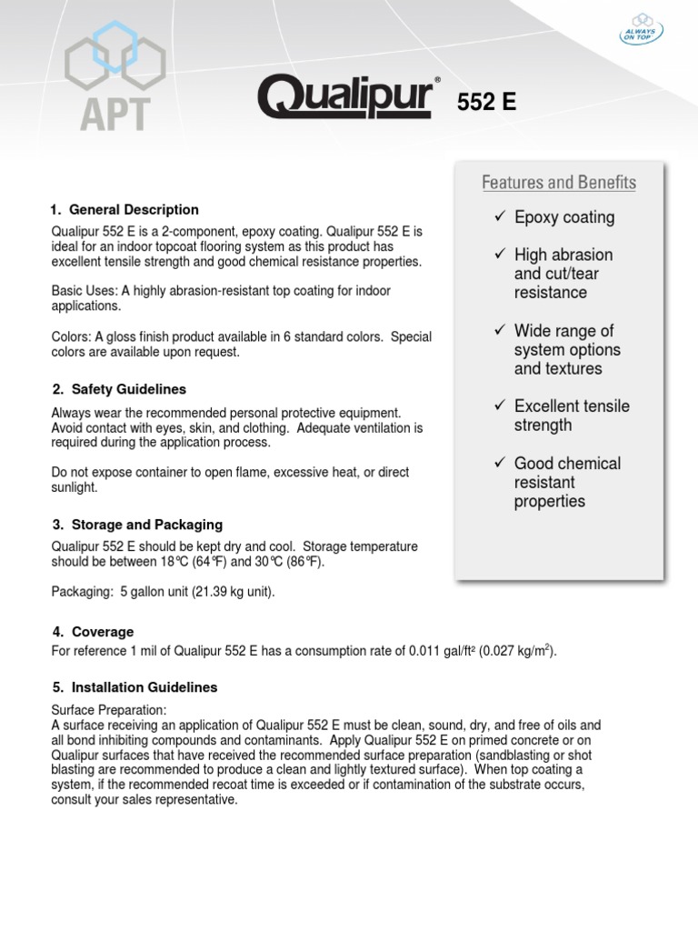 Qualipur 552 E TDS | PDF | Materials | Building Engineering