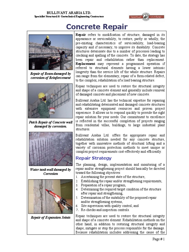 Concrete Repair: Bullivant Arabia LTD | PDF | Concrete | Deep Foundation