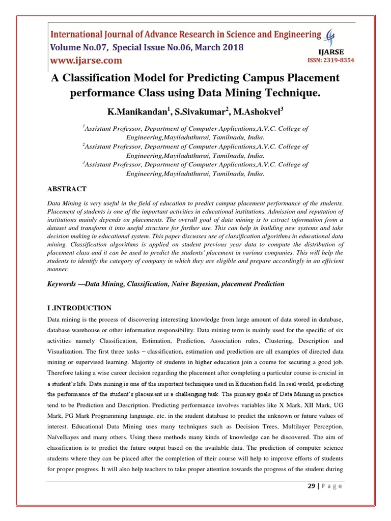 Avc06ijarse PDF | PDF | Statistical Classification | Data Mining