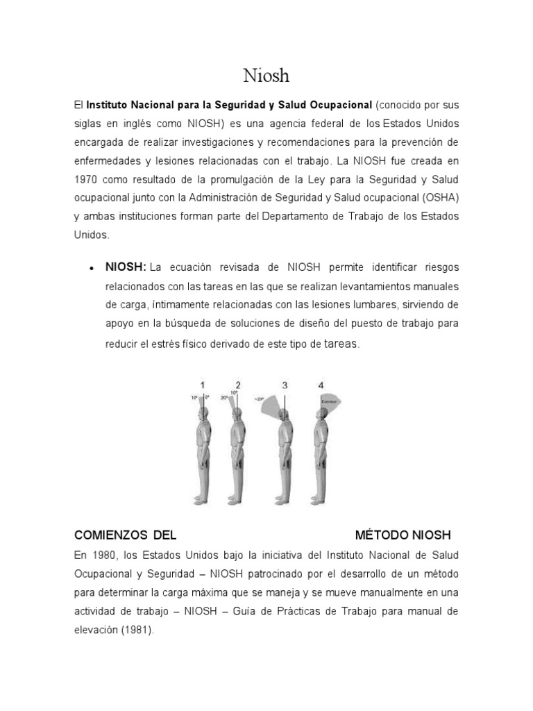 NIOSH | PDF | Administración de Seguridad y Salud Ocupacional ...