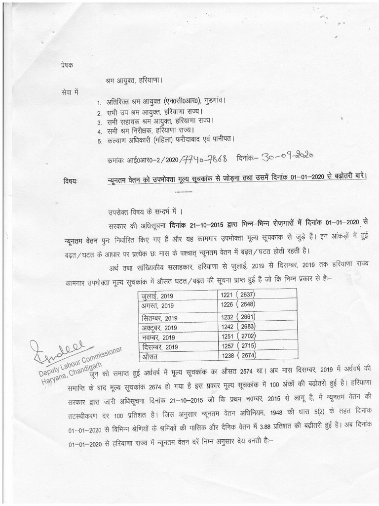 Minimum Wage Notification-30.09.2020 PDF | PDF