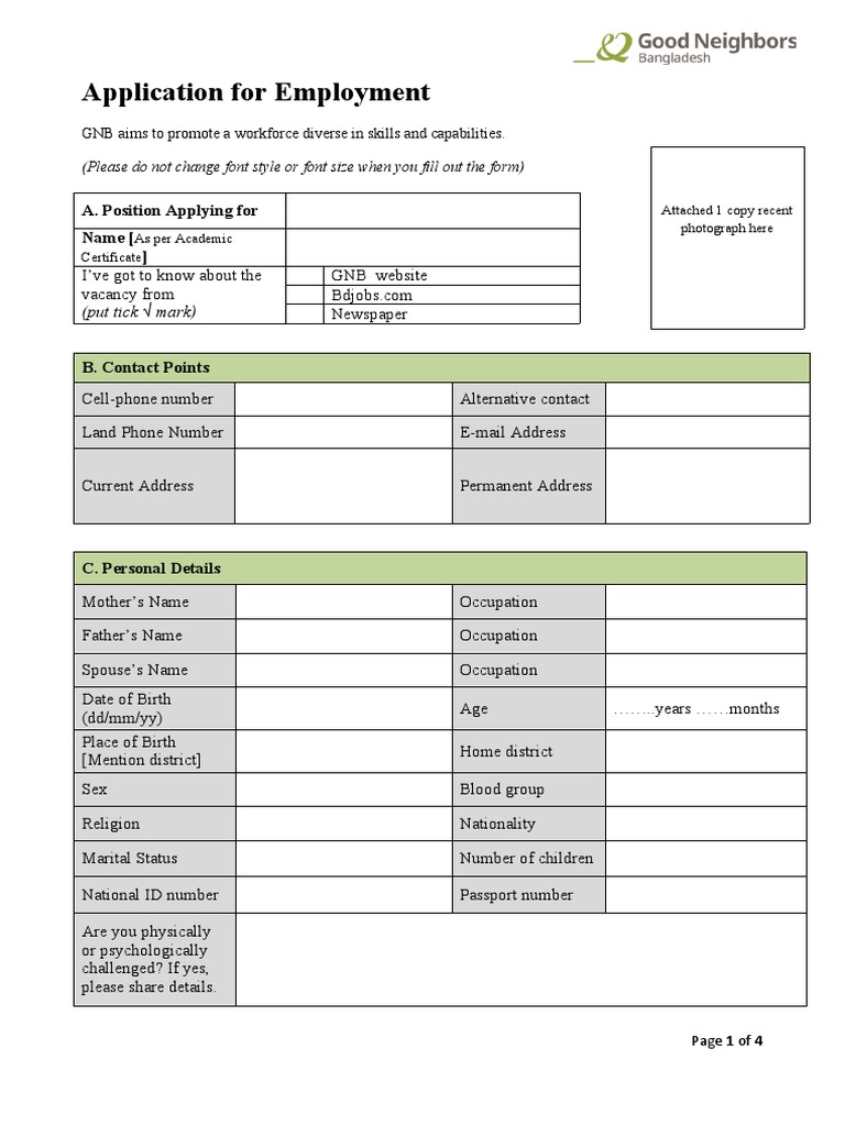 Job Application Form - 2019 | PDF | Government | Labour