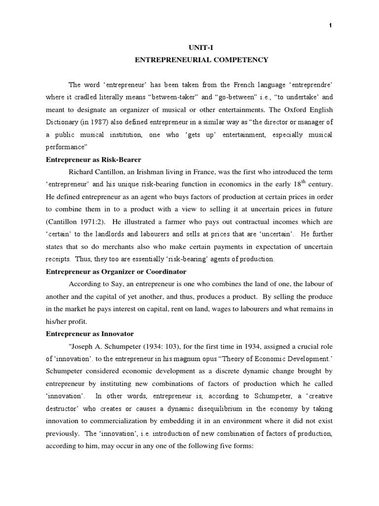 Entrepreneurship Development Notes | PDF | Entrepreneurship | Classical ...