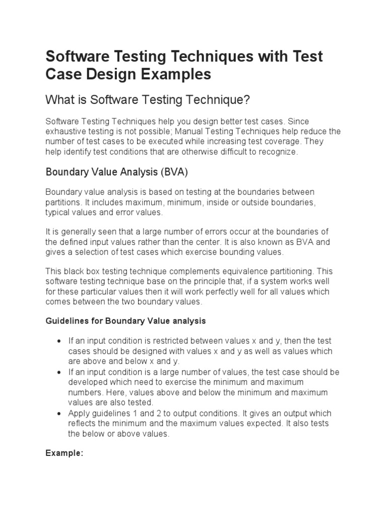 Software Testing Techniques With Test Case Design Examples Pdf 2833