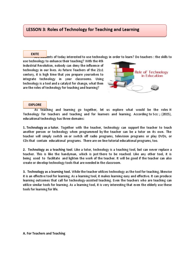 Lesson 3 Role of Technology in Education | PDF | Critical Thinking ...