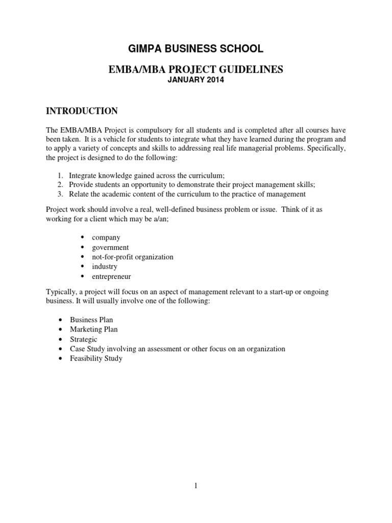 New Emba - Mba Project Report Guidelines | PDF | Master Of Business ...