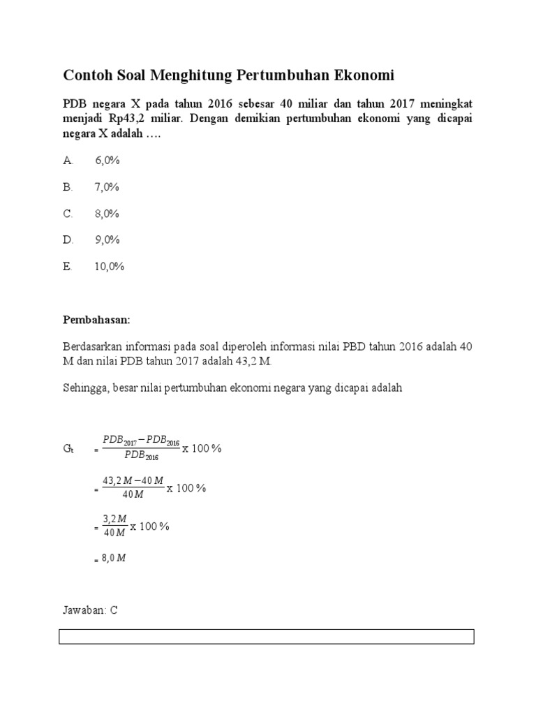 Contoh Soal Menghitung Pertumbuhan Ekonomi-SMA Kelas XI SMT 1 | PDF