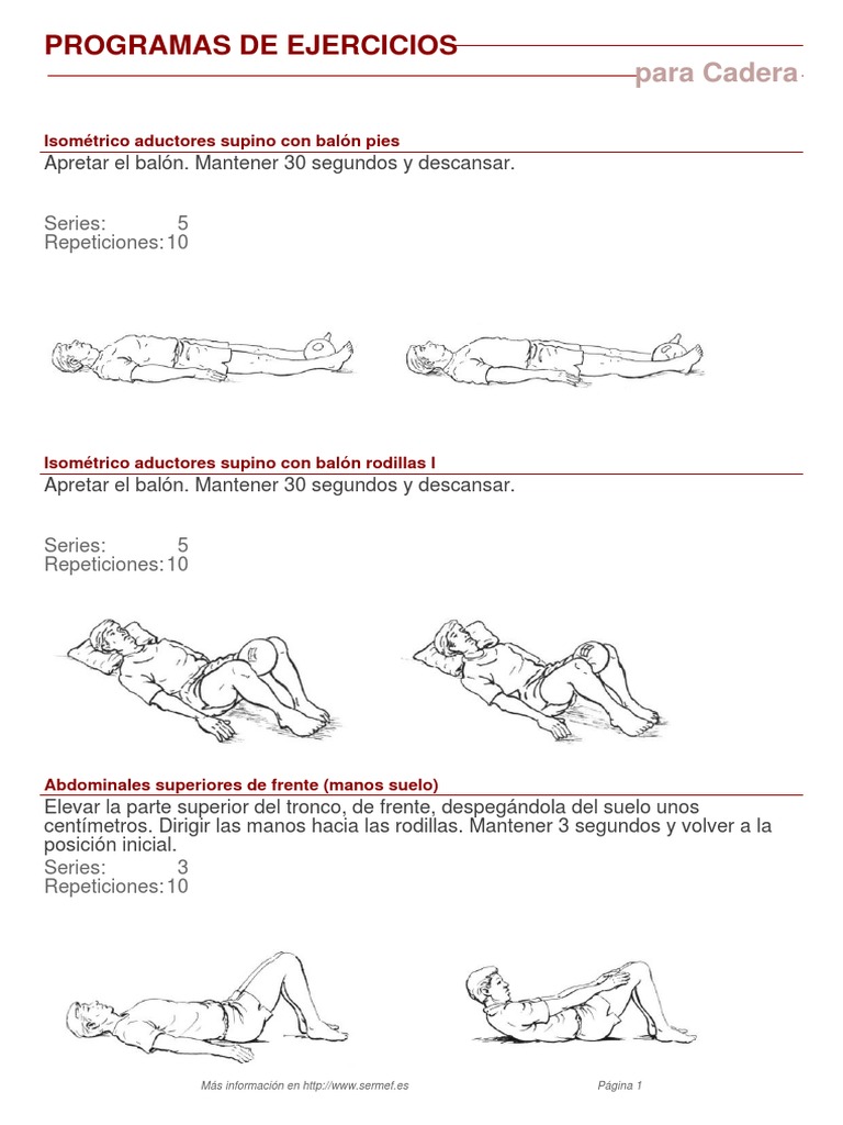 Programas de Ejercicios: para Cadera | PDF