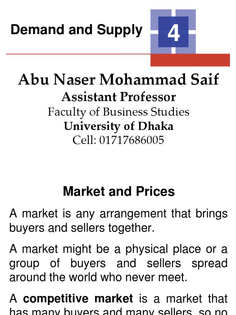Demand and Supply: Abu Naser Mohammad Saif | PDF | Supply (Economics) | Demand Curve