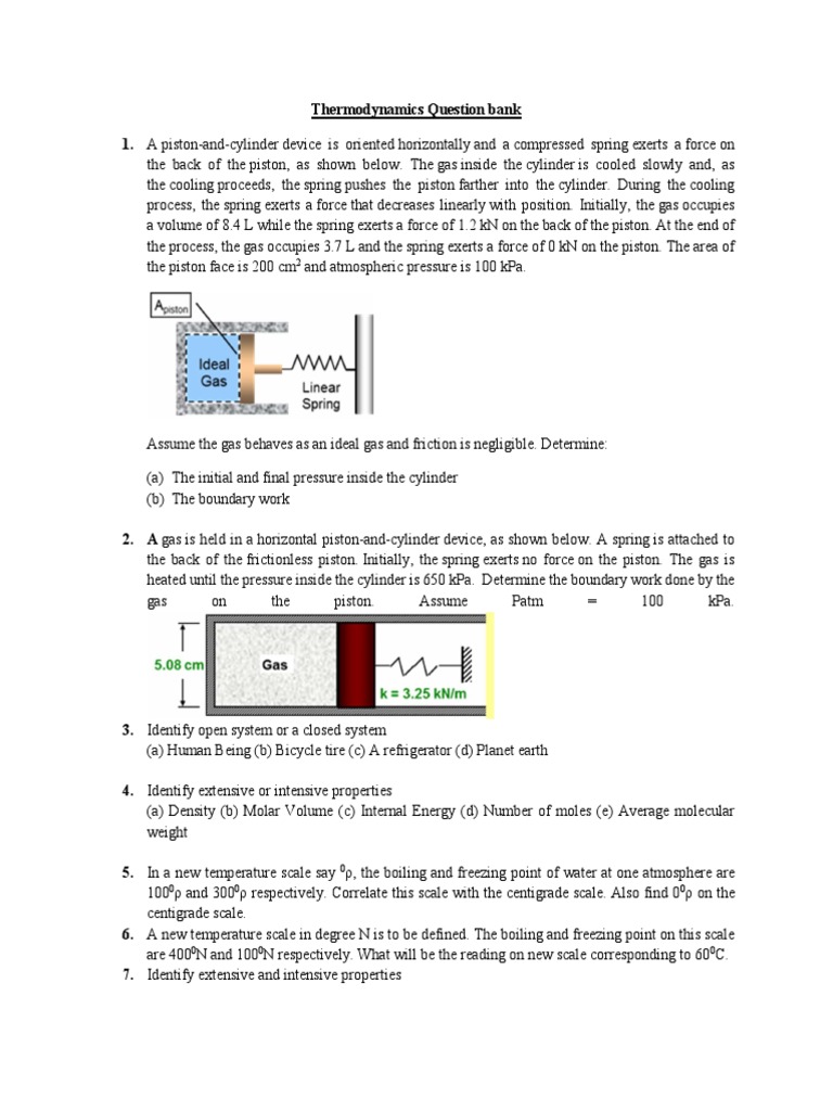 Thermodynamic Question Bank | PDF | Heat | Gases