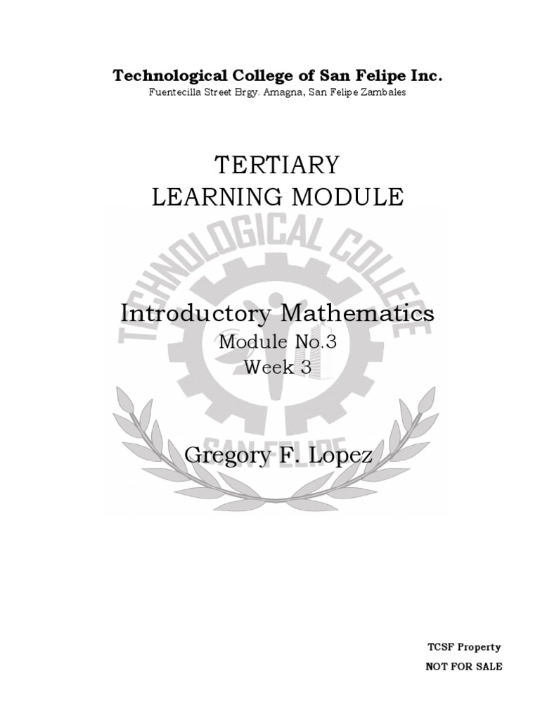 Tertiary Learning Module: Gregory F. Lopez | PDF | Empty Set | Set ...