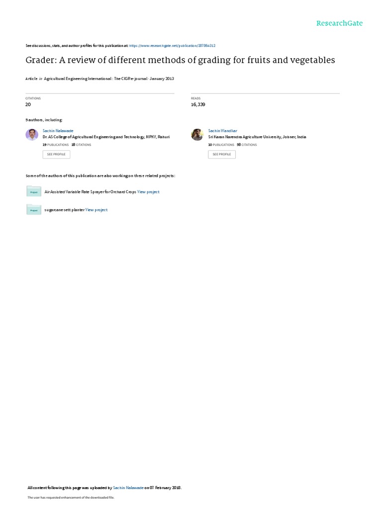 Grader: A Review of Different Methods of Grading For Fruits and ...