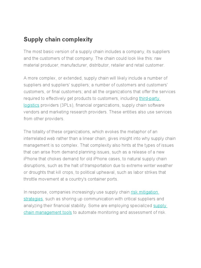 Supply Chain Complexity | PDF