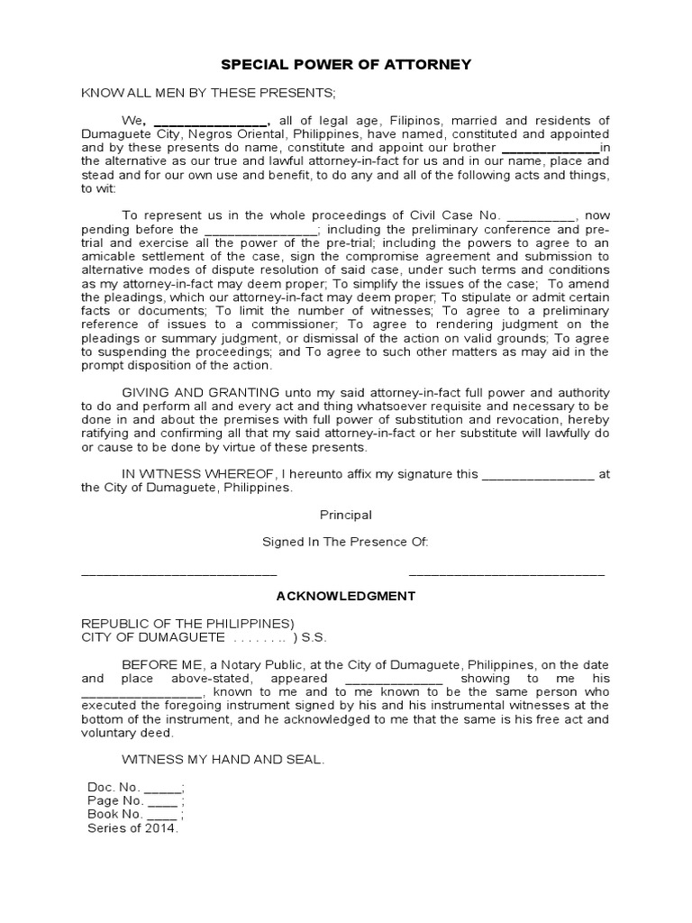 Special Power - For Court Representation | PDF | Power Of Attorney ...